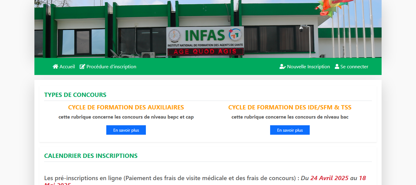 Espace candidat Concours INFAS 2025 : ouverture et échéances de la ...